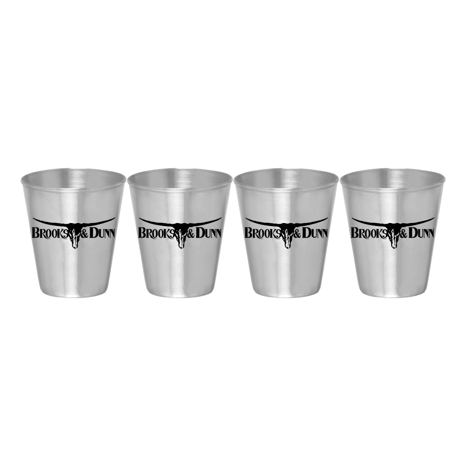 Brooks & Dunn Stainless Shot Glass Pack (4)
